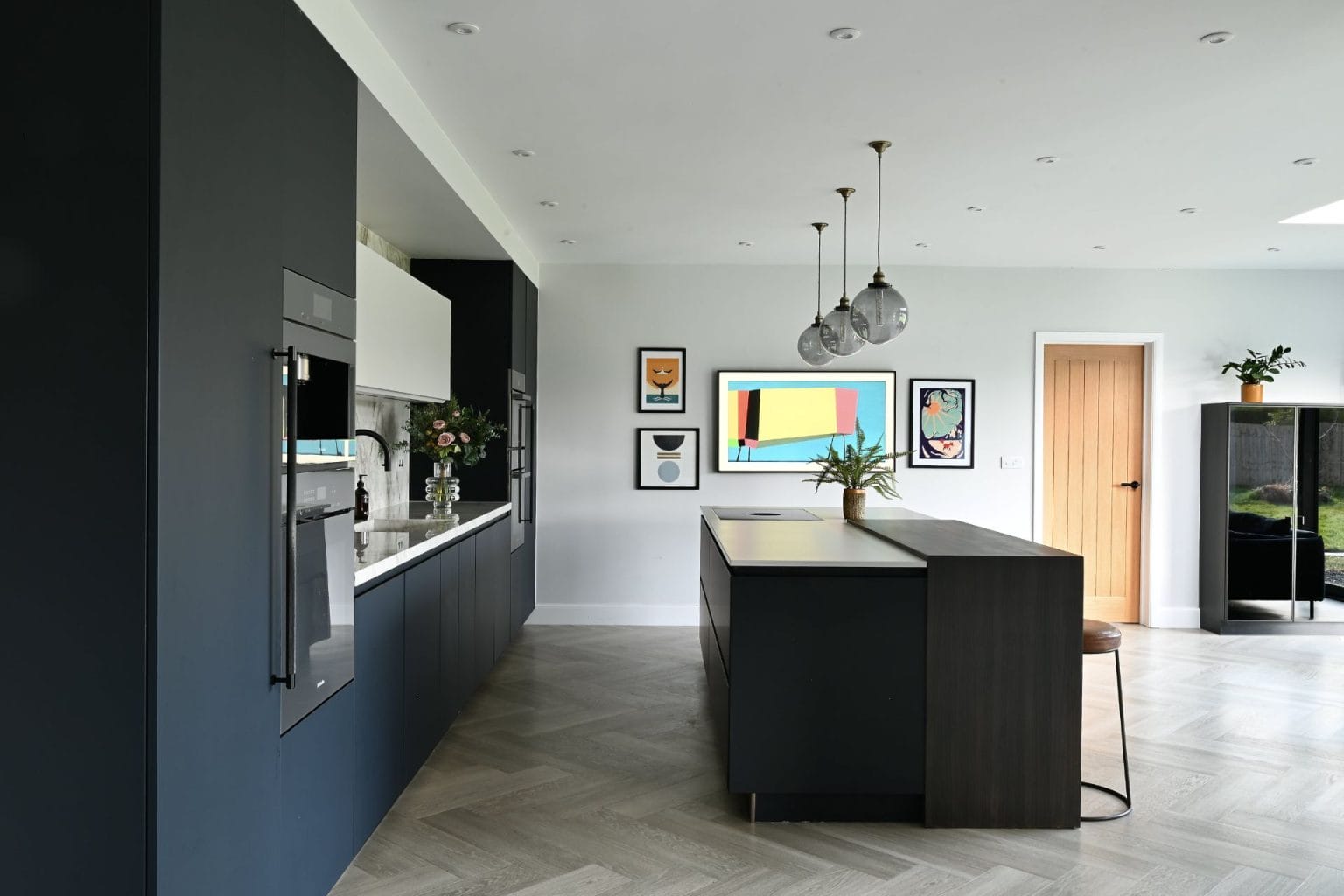 Stunning Navy Blue Kitchen with Marble Splashback - Classic Interiors